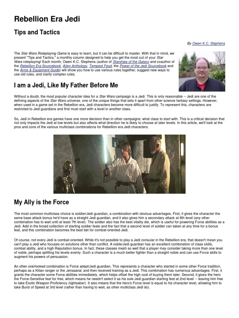 Tips And Tactics Rebellion Era Jedi Pdf Star Wars Jedi