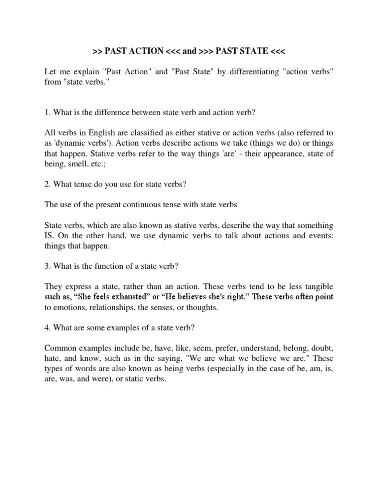 Past Action Vs Past State | PDF