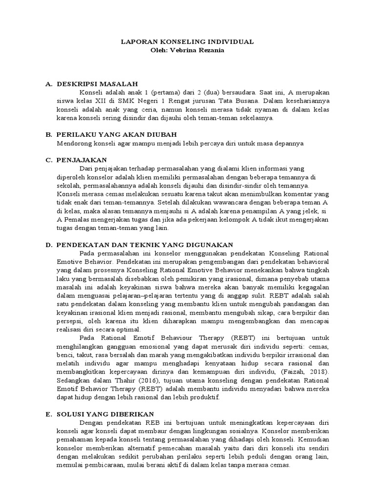 Laporan Konseling Individual | PDF | Karier & Perkembangan ...