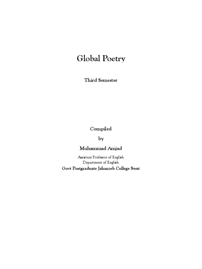 Global Poetry Anthology Overview | PDF | Poetry | General Fiction