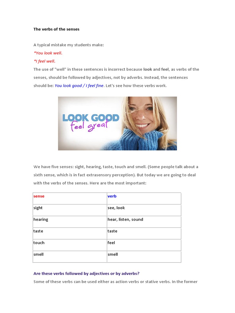 Understanding Sense Verbs in English | PDF | Verb | Adjective