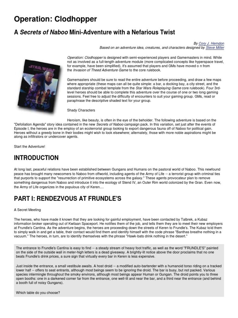 Adventure Operation Clodhopper | PDF | Jedi