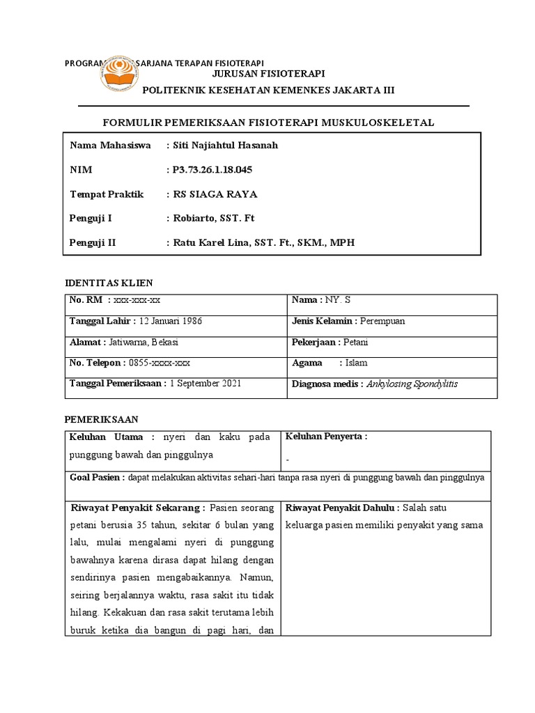 Status Klinis Fisioterapi HNP Lumbal | PDF