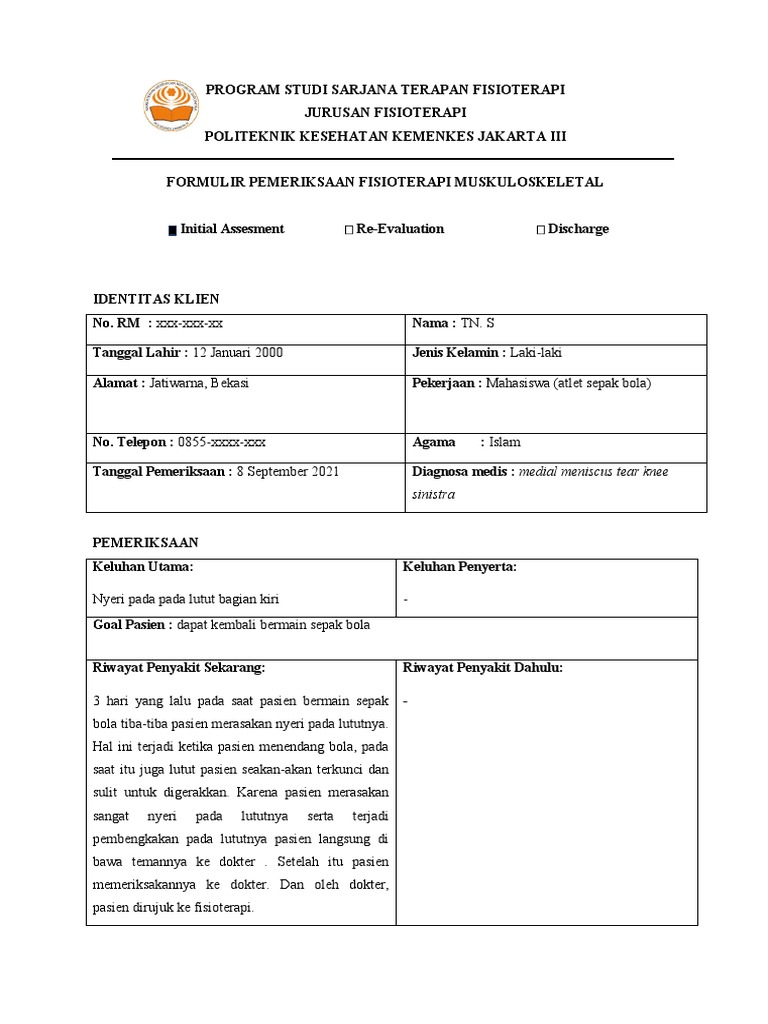 Status Klinis - Meniscus Tear | PDF