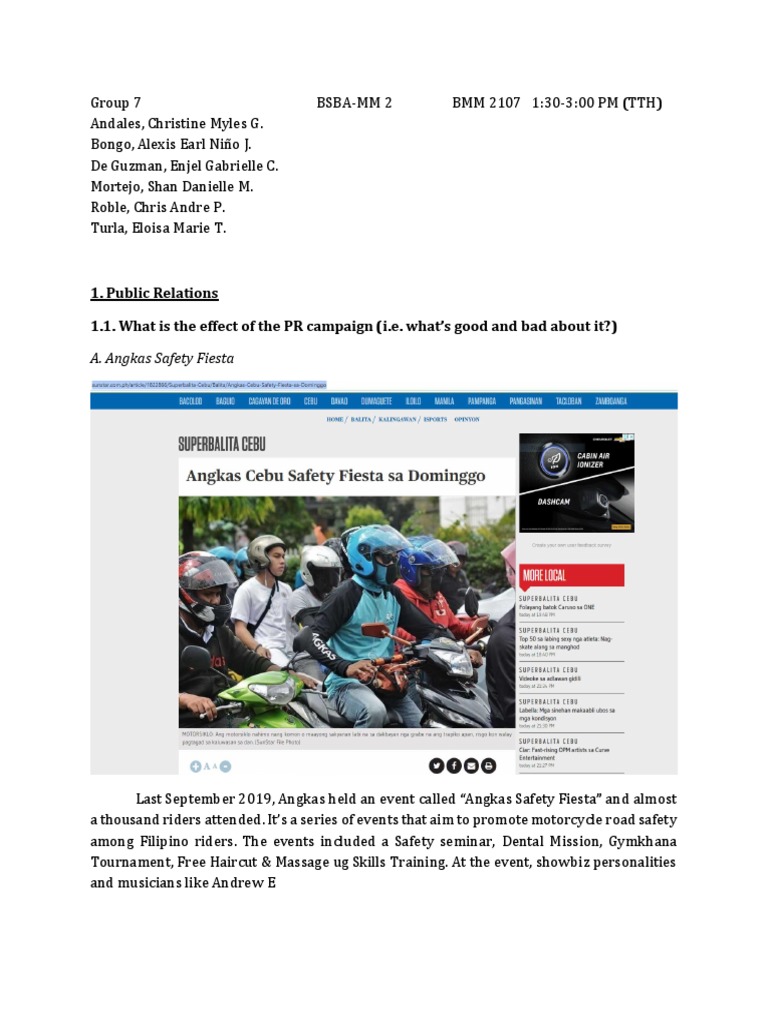 TEAM 7 (ANGKAS) - PR, Events & Sponsorships | PDF | Mentorship ...