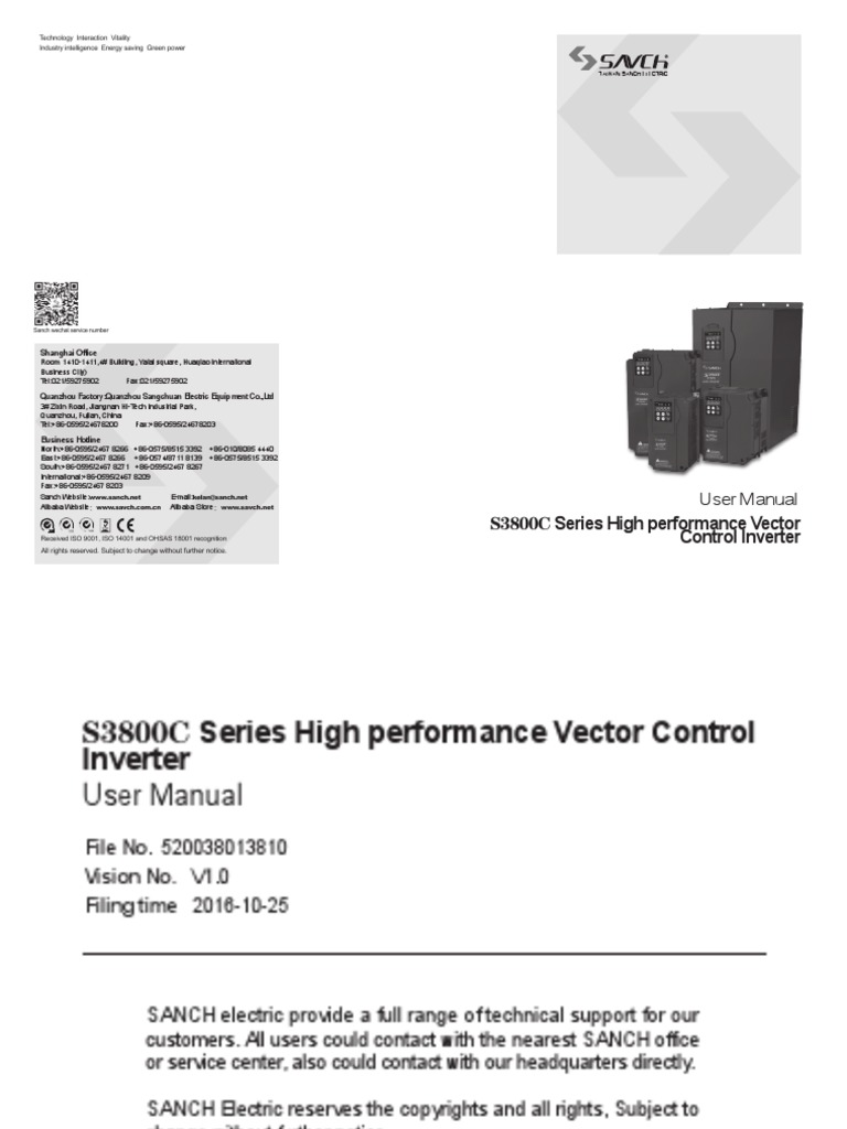 S3800C Inverter User Manual V1.0 | PDF | Power Supply | Electric Motor