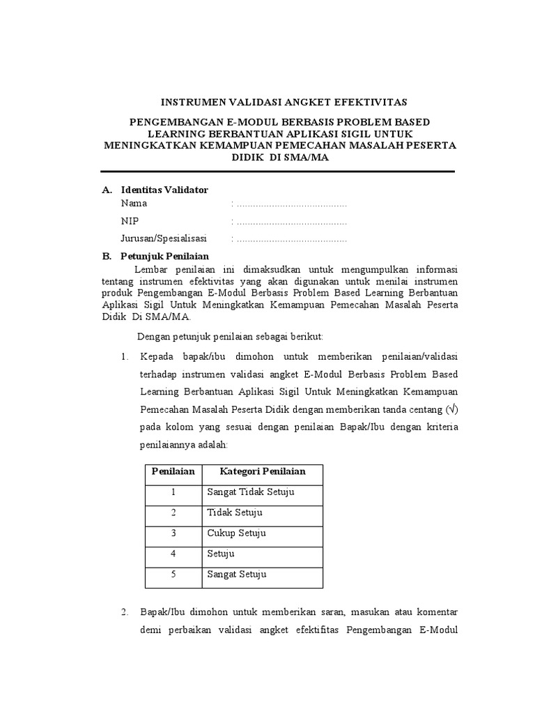 Instrumen Efektivitas - ASMIDA LESTARI | PDF