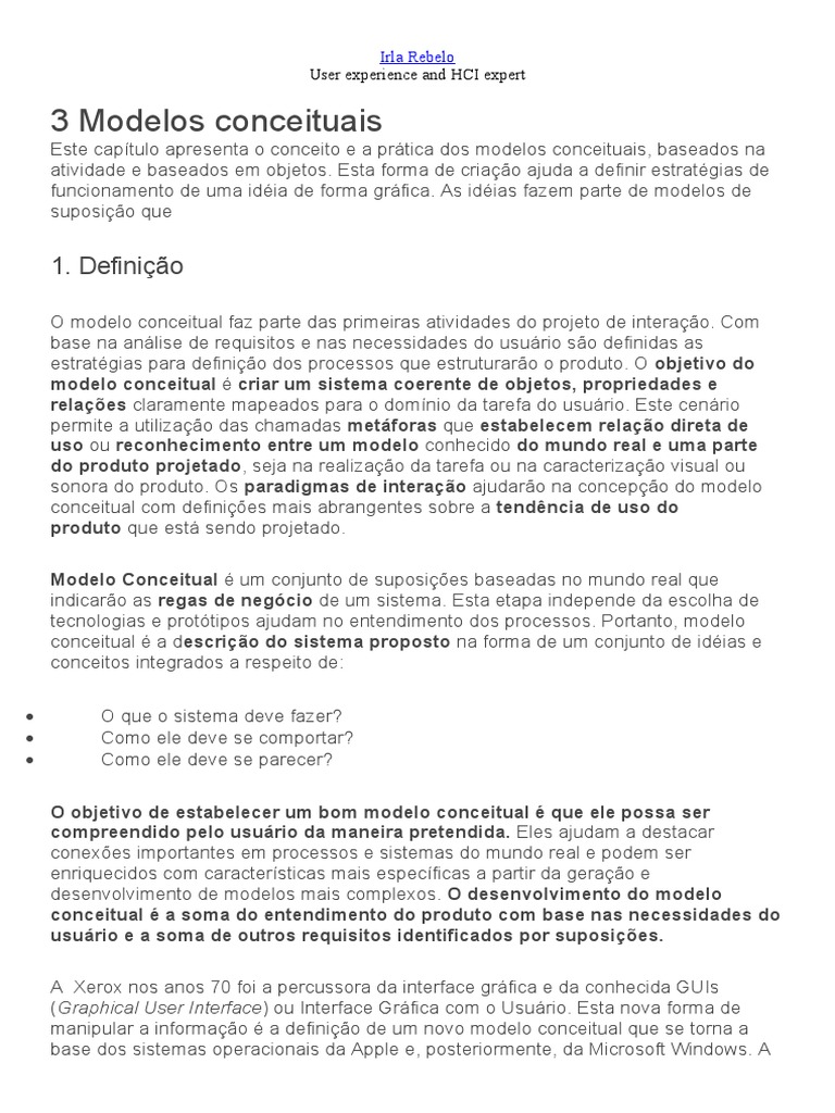 Modelo e Interface Conceitual | PDF | Interfaces gráficas do usuário | Usabilidade