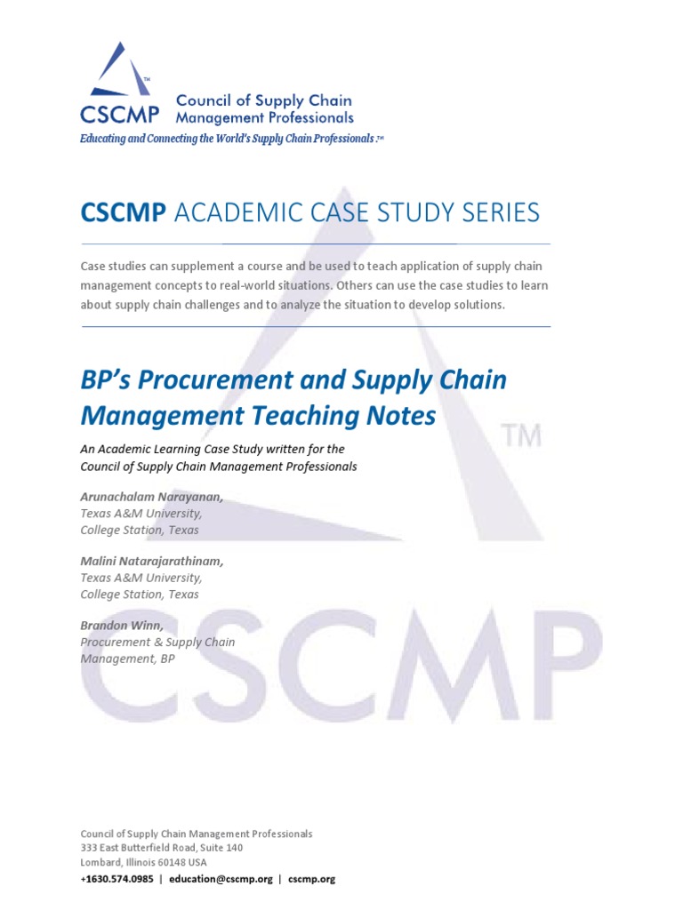 CSCMP Academic Case Study Series: BP's Procurement and Supply Chain ...