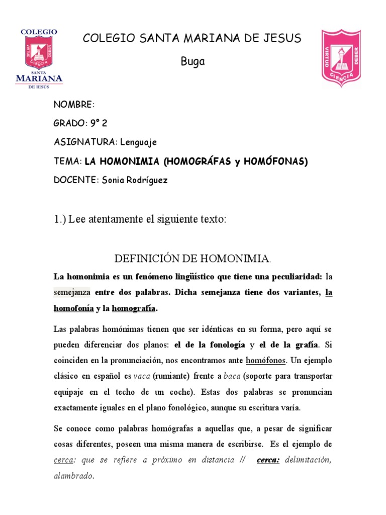 HOMONIMIA Homofonia y Homografía Mapa Conceptual | PDF | Comunicación ...