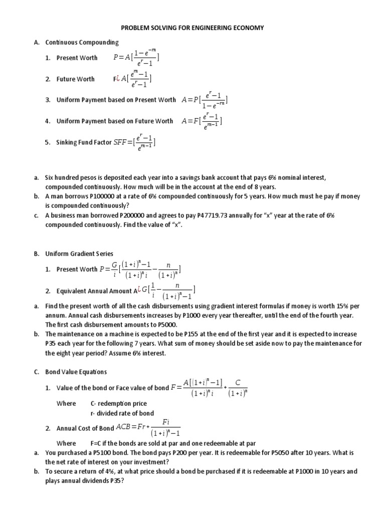 Engineering Economy Problem Solutions | PDF | Bonds (Finance) | Interest