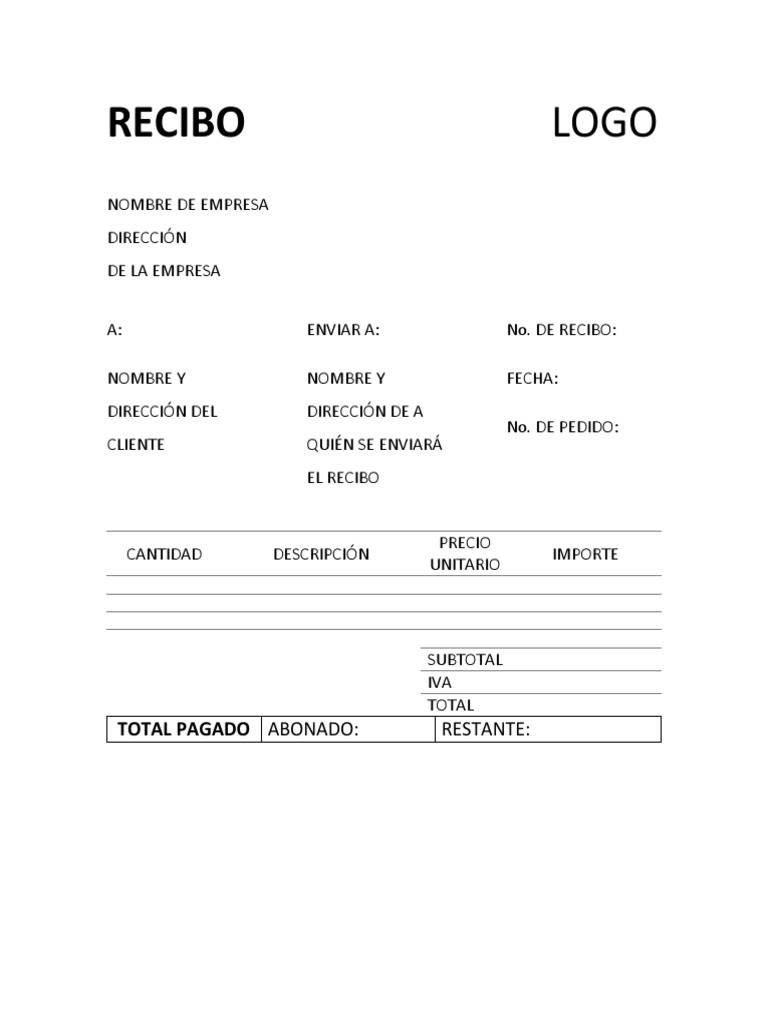 Formatos de Recibo | PDF