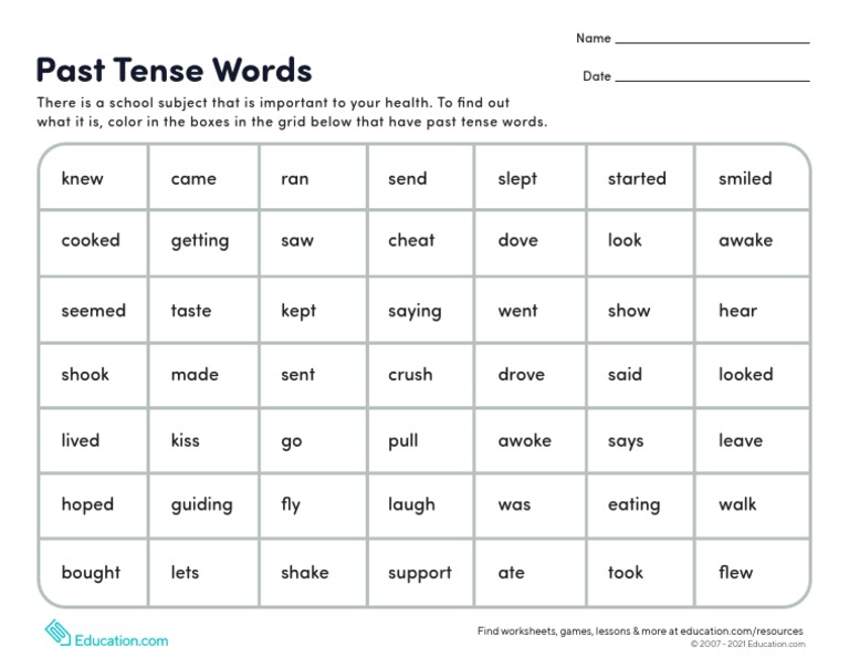 Past Tense Words | PDF