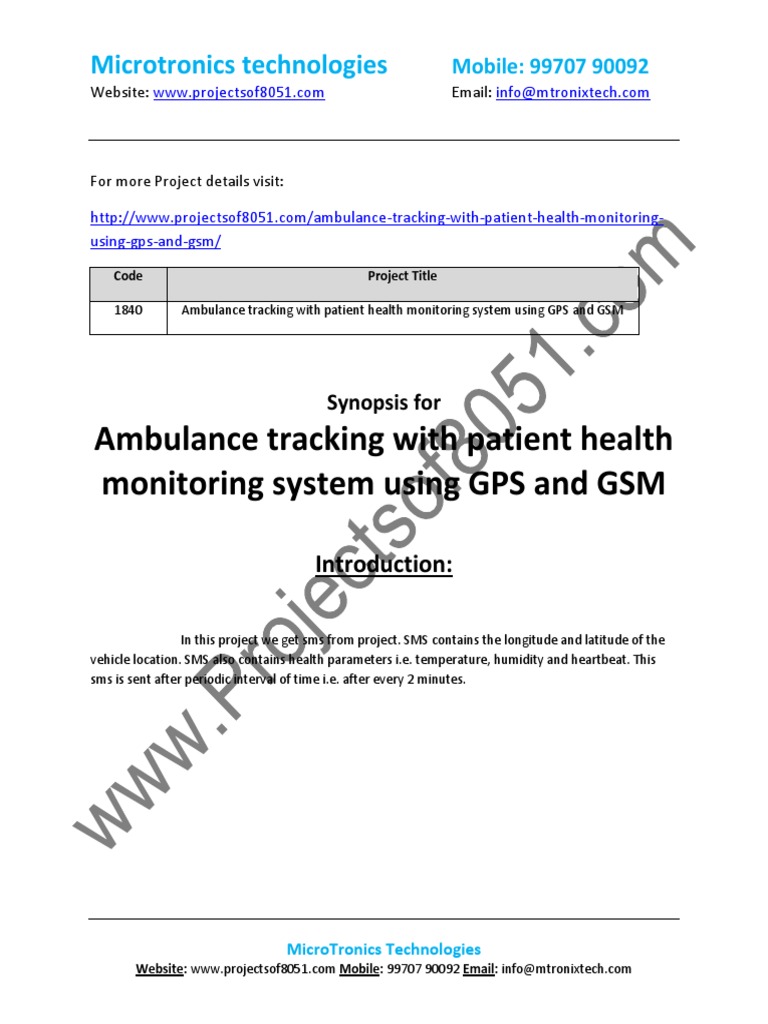 1840 Ambulance Tracking With Patient Health Monitoring Using Gps and ...