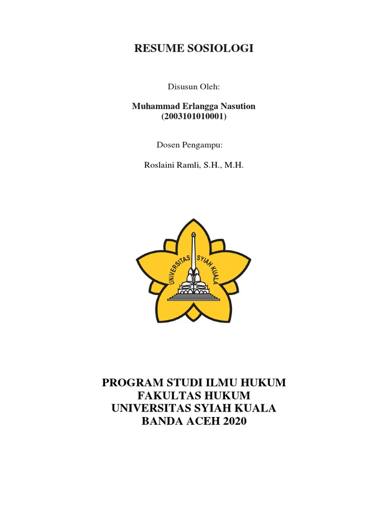Muhammad Erlangga Nasution - 2003101010001 - RESUME SOSIOLOGI | PDF ...
