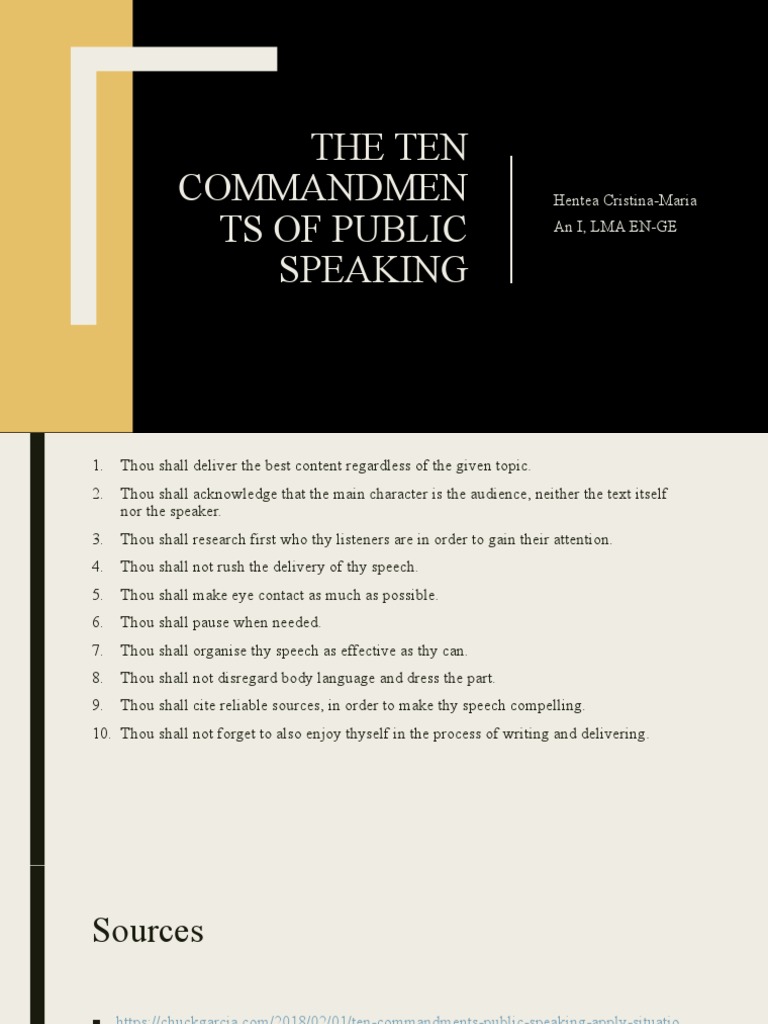 The Ten Commandments of Public Speaking | PDF | Career & Growth ...