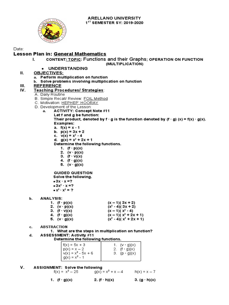 Lesson Plan In: General Mathematics: Functions and Their Graphs ...