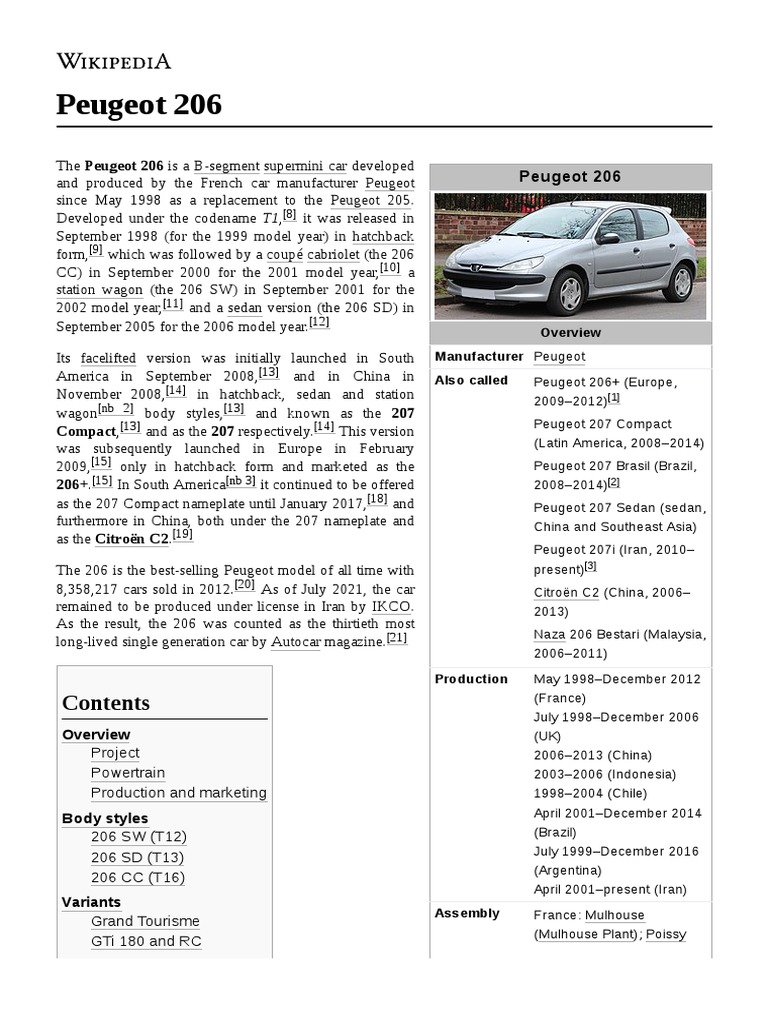 Peugeot 206 | PDF | Motor Vehicle | Car Manufacturers