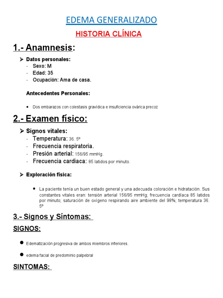 Caso Clinico Contenido Edema Generalizado | PDF | Salud pública ...