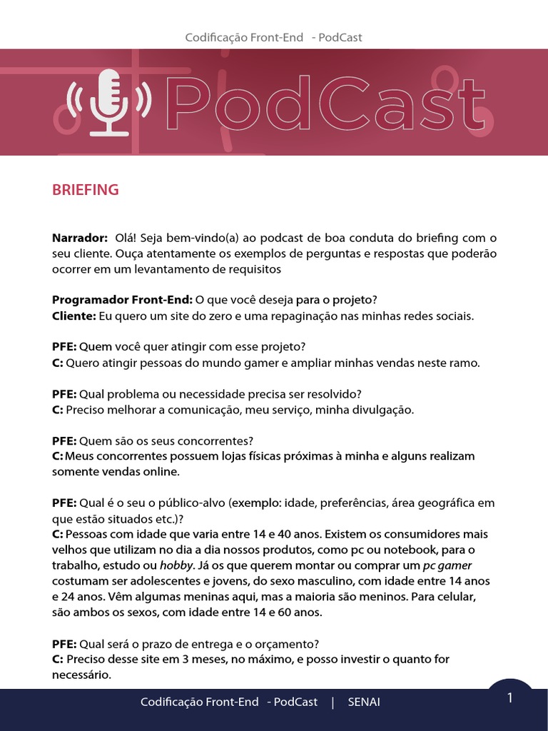 Briefing para Projeto Front-End | PDF | Marca | Cor