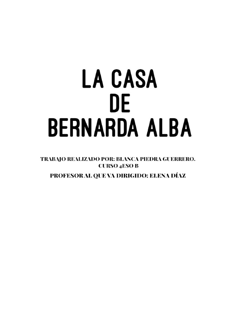 Trabajo La Casa de Bernarda Alba | PDF | Federico García Lorca
