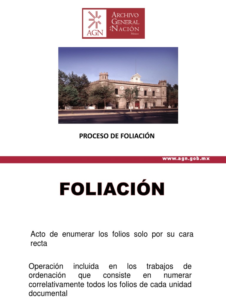 Proceso de foliación: numeración correlativa de las hojas de una unidad ...