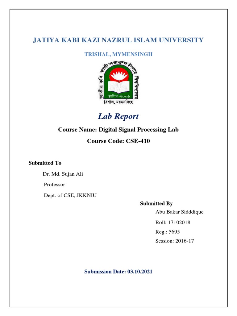 Lab Report: Jatiya Kabi Kazi Nazrul Islam University | PDF | Fast ...