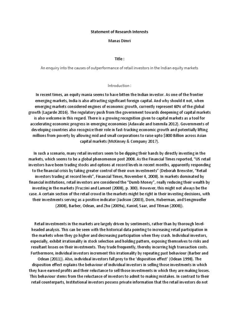 Description of Research Interests | PDF | Investor | Investing