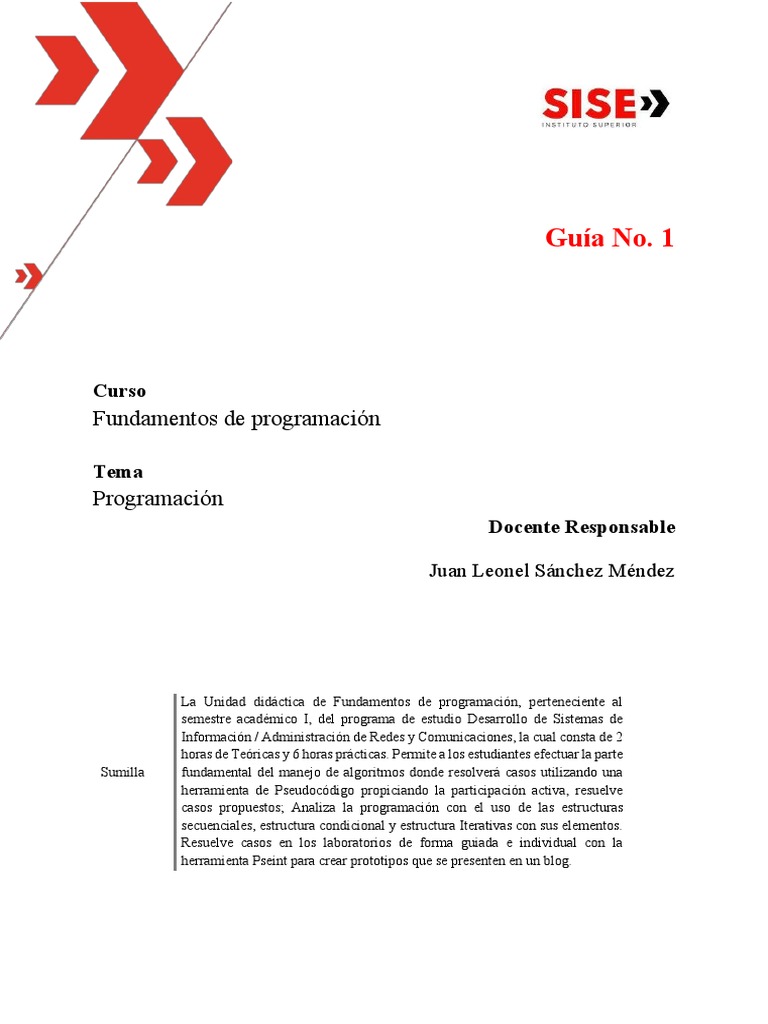 Guia1 - Fundamentos de Programacion | PDF | Programación | Programa de computadora