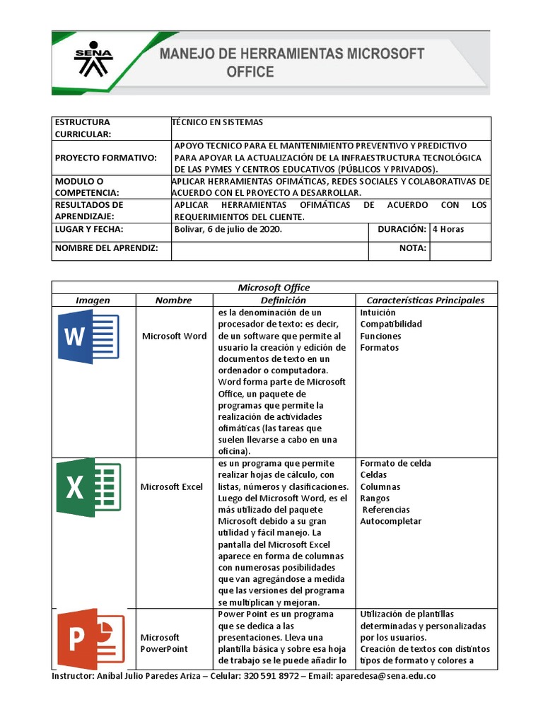 Tabla Ofimatica | PDF | Microsoft | Microsoft Office