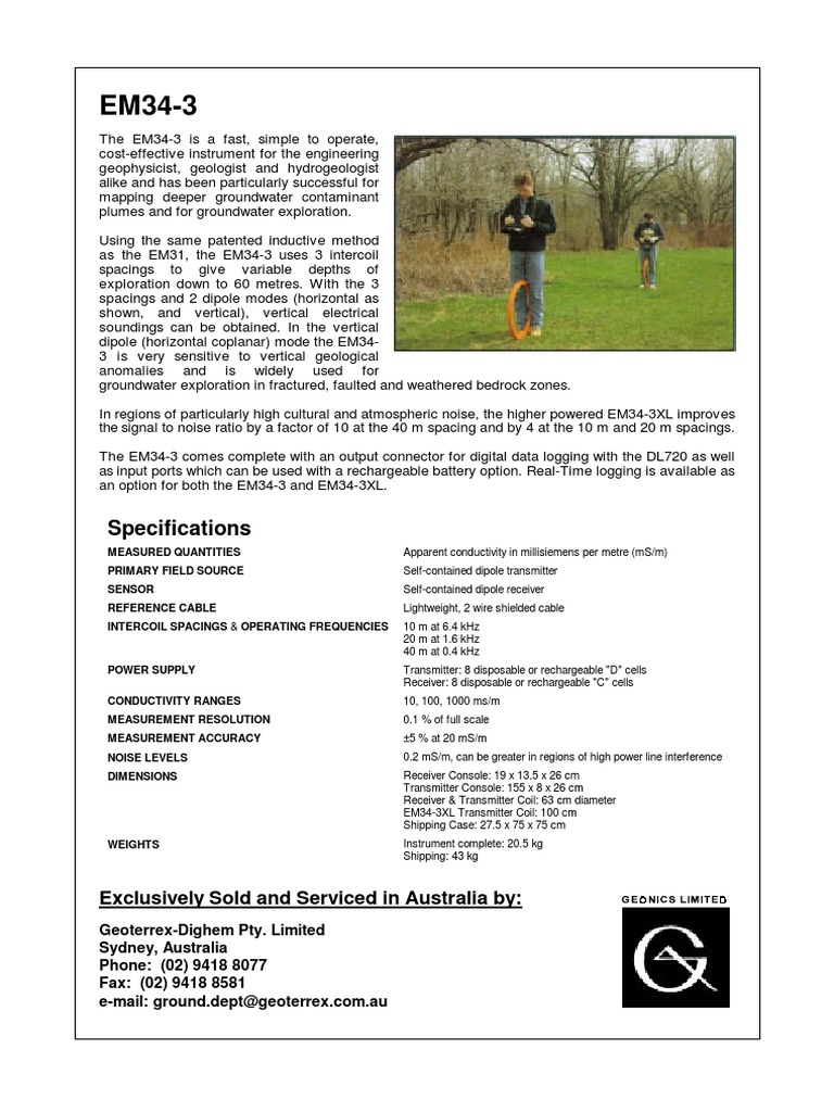 EM34-3 Groundwater Exploration Tool | PDF | Transmitter | Groundwater