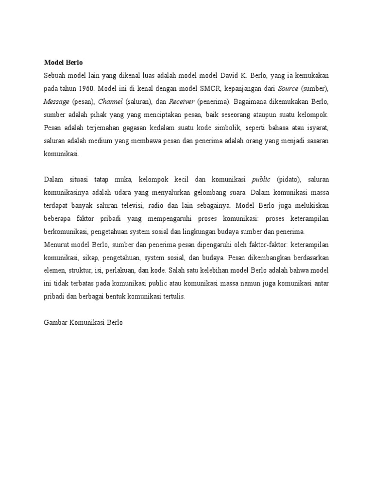 Model Berlo | PDF | Kajian Bahasa Asing