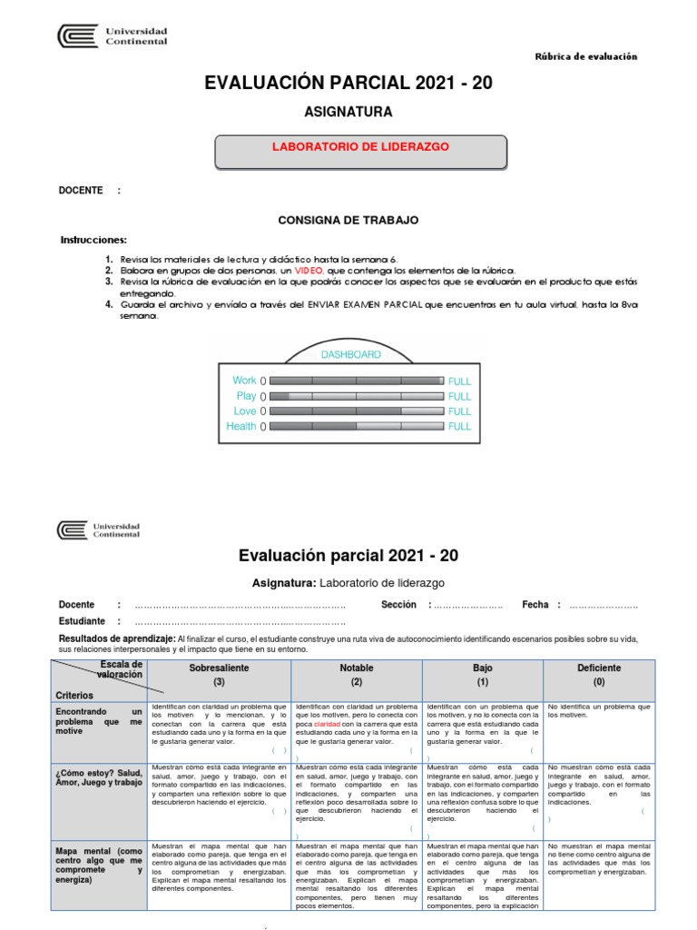 Consigna y Rúbrica_evaluación Parcial 2021_20 | PDF | Evaluación | Comunicación