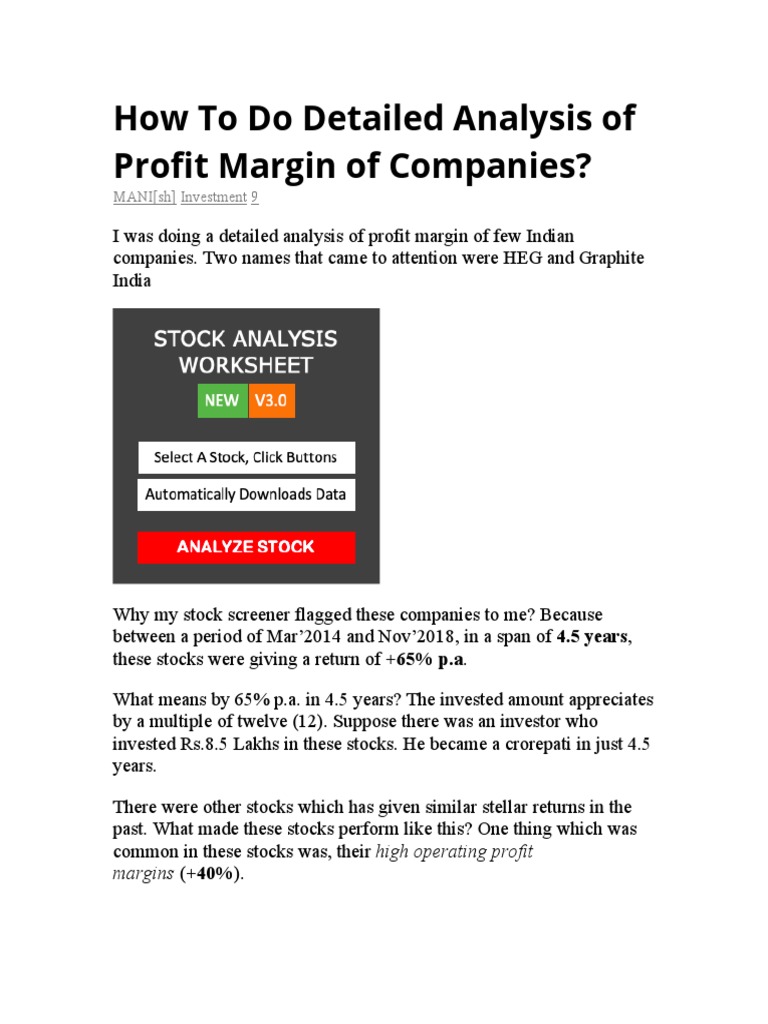Detailed Analysis Of Profit Margin Pdf Market Economics Business