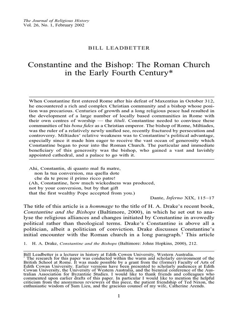 Constantine and The Bishop: The Roman Church in The Early Fourth ...