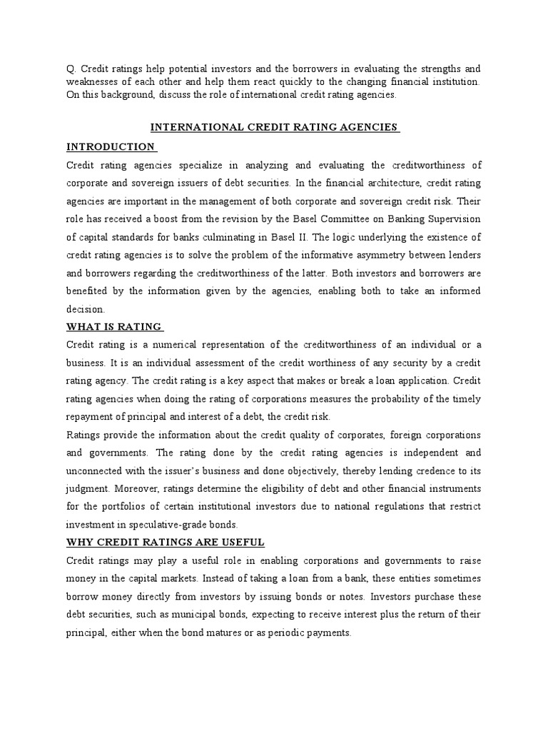 International Credit Rating Agencies | PDF | Credit Rating Agency | Debt