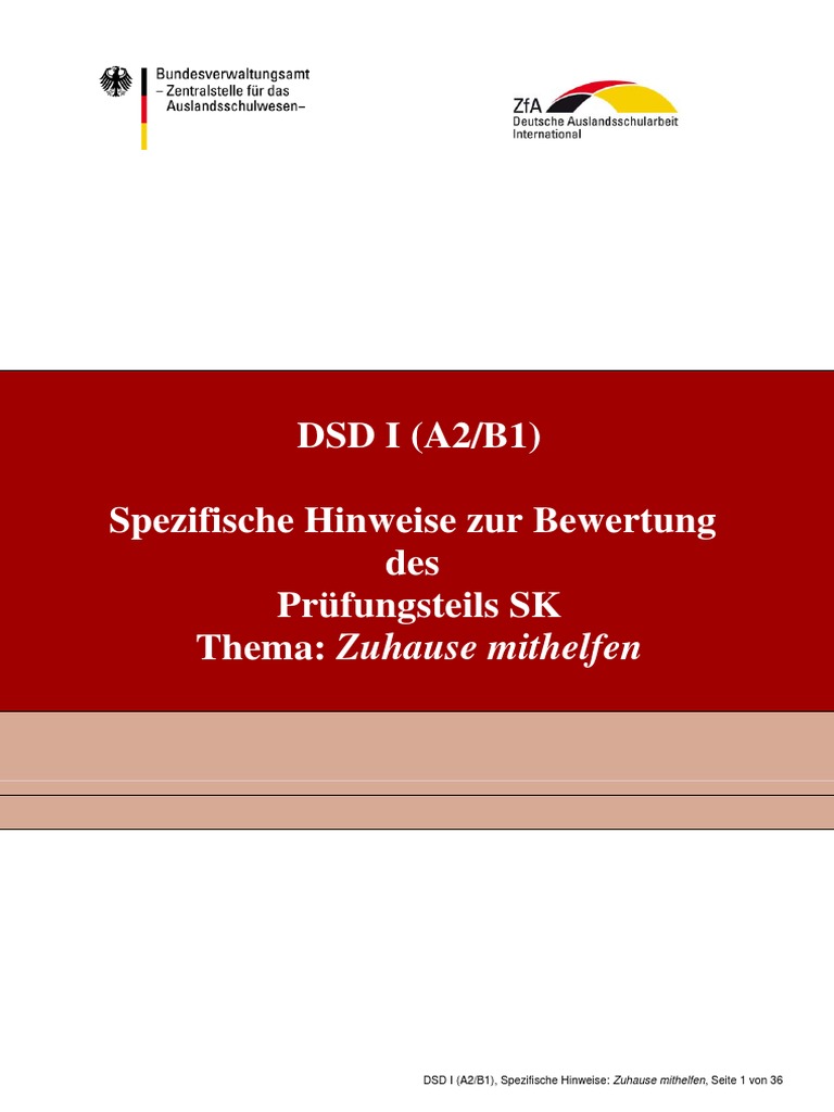 DSD I SK Spezifische Hinweise Zuhause Mithelfen | PDF