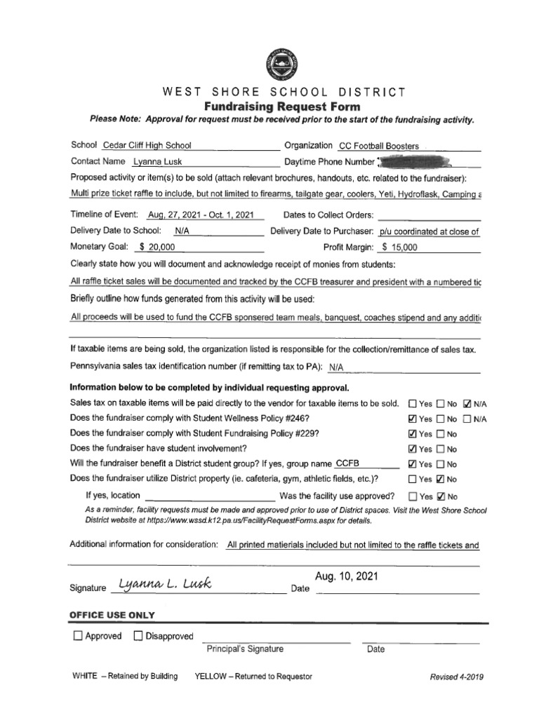 Completed Fundraising Request Form | PDF