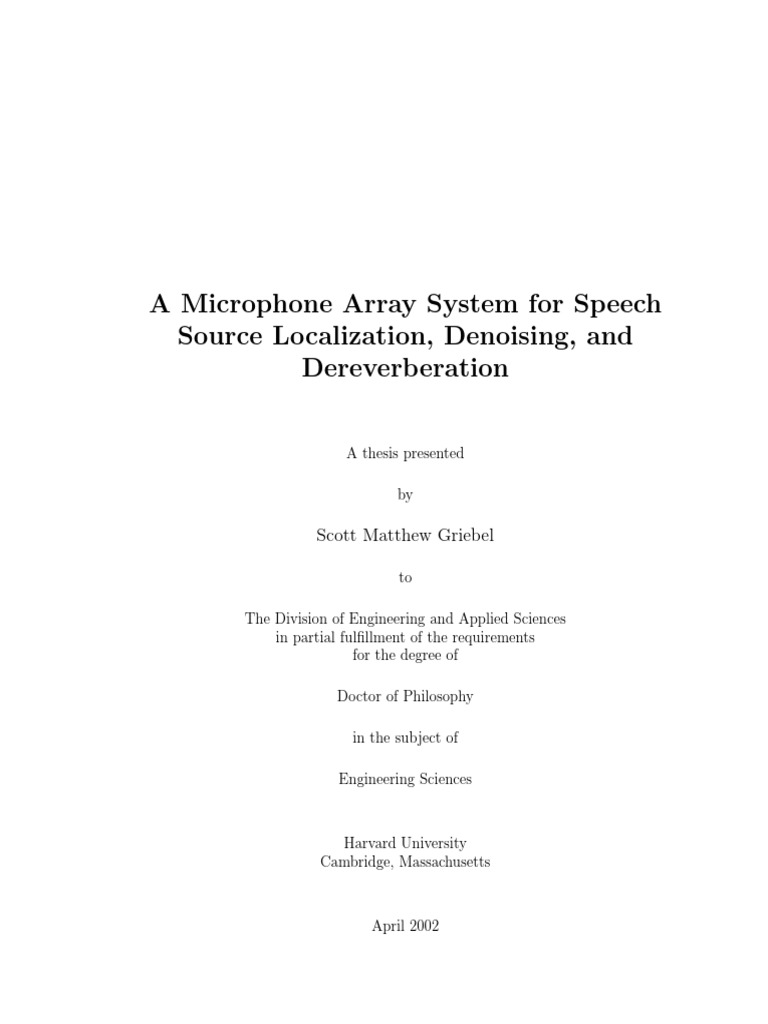A Microphone Array System For Speech Source Localization, Denoising ...