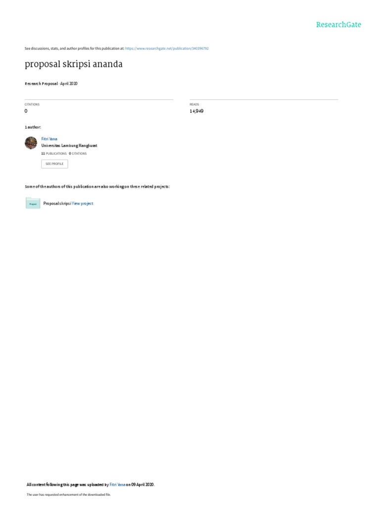 Proposal Skripsi Ananda: April 2020 | PDF