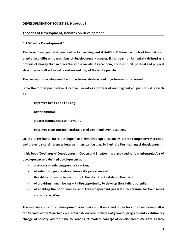 Class Handout 3 Development | PDF | Human Development Index | World ...