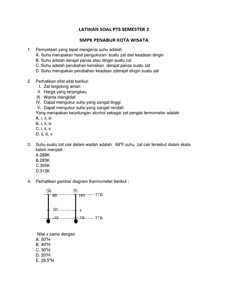 Latihan Soal PTS SMPK Semester 2 | PDF