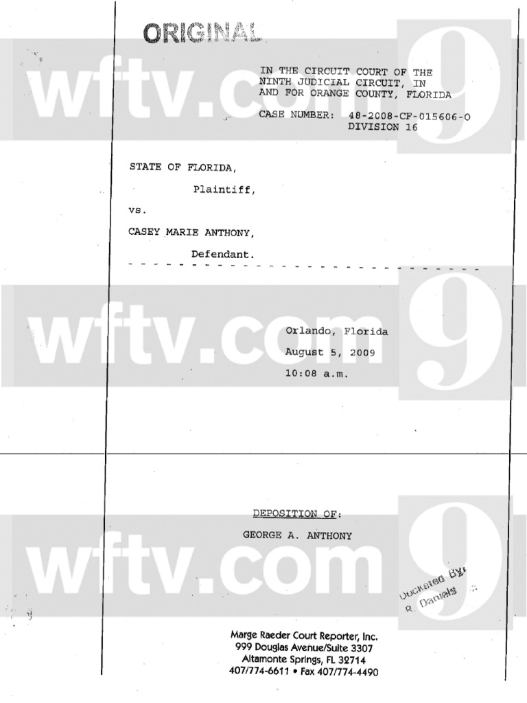 Casey Anthony - George Anthony 8-5-09 Transcript | PDF