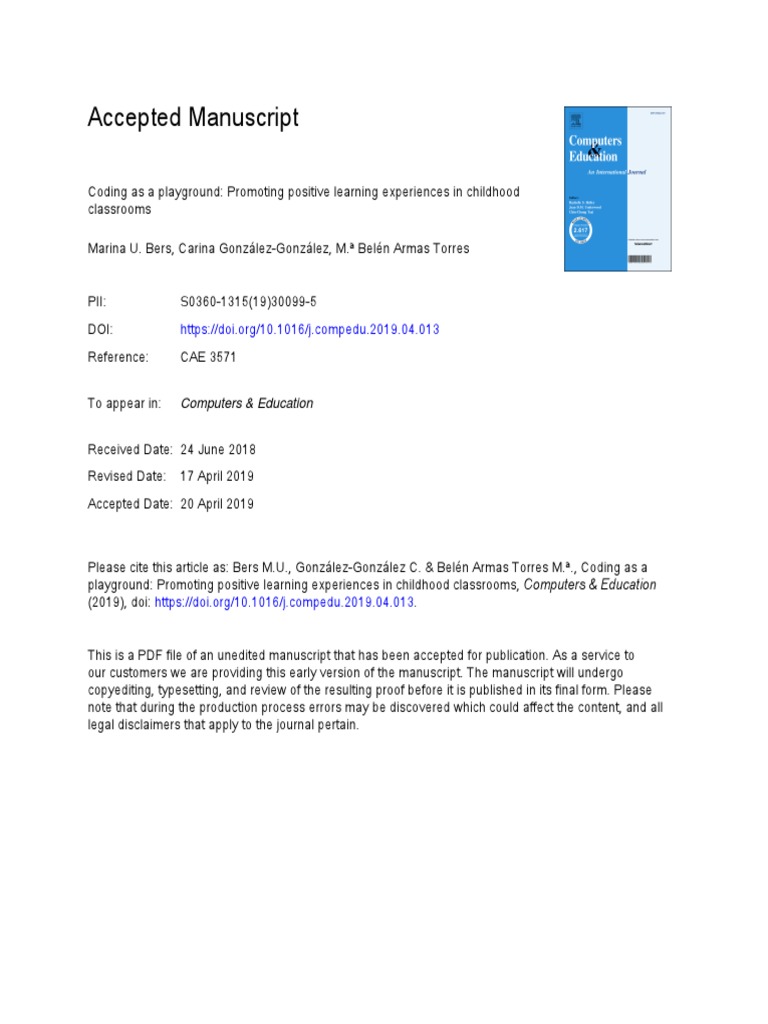 Accepted Manuscript: Computers & Education | PDF | Curriculum | Qualitative Research