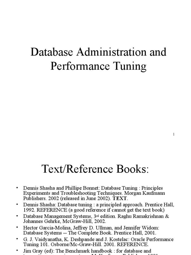 Database Performance And Tuning Pdf Databases Server Computing