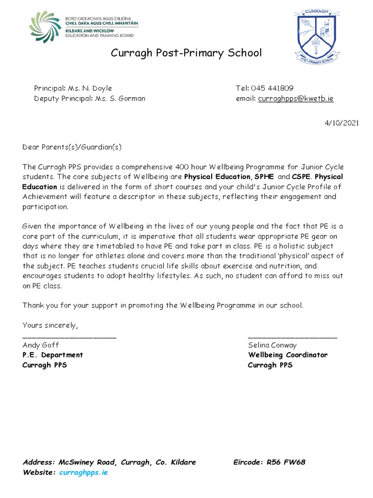Pe Wellbeing Letter Oct 2021 | PDF