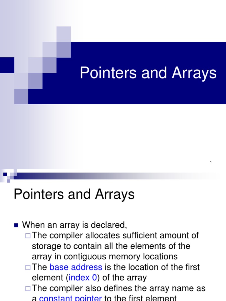 Lect 18 Pointers Arrays Structures | PDF | Pointer (Computer Programming) | Array Data Structure