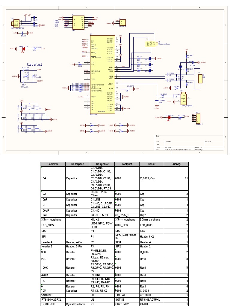 VS1003B MP3 Board Schematic | PDF | Physical Layer Protocols | Computer ...