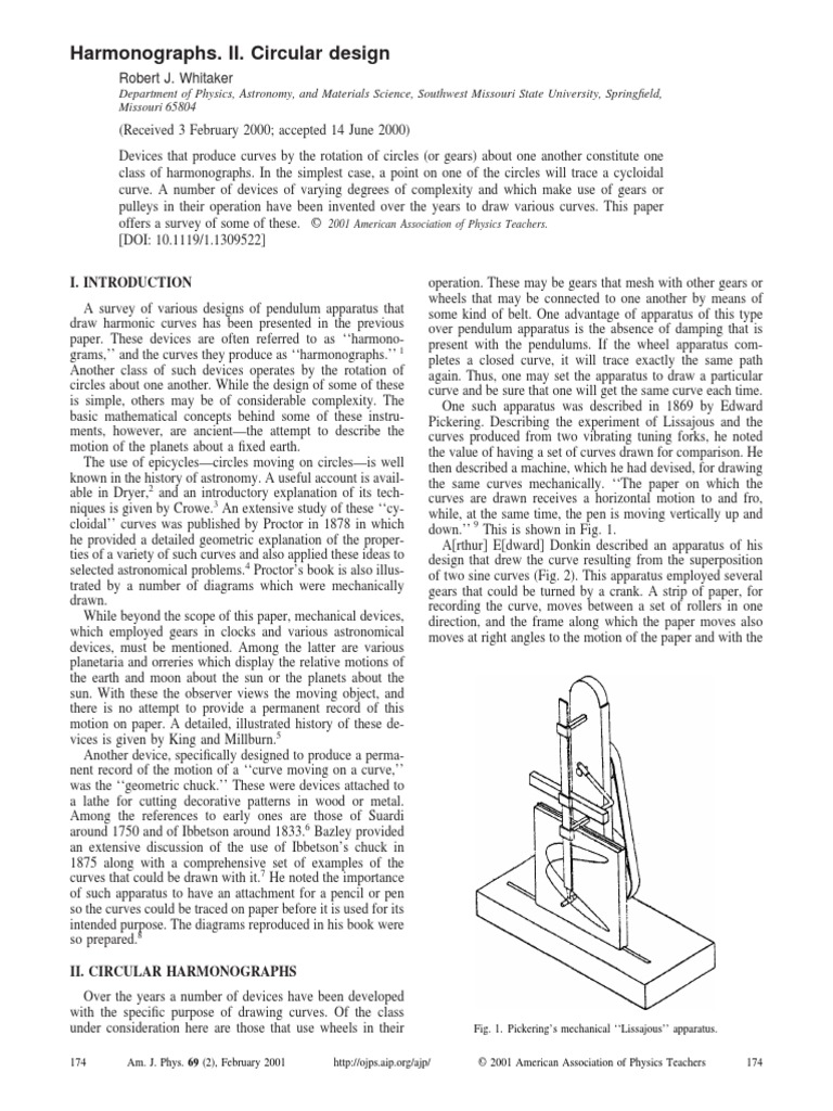 Harmonographs. II. Circular Design | PDF | Circle | Machines