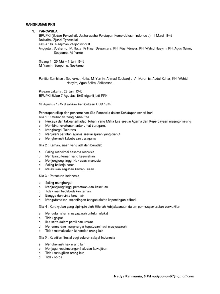 RANGKUMAN PKN Kelas 6 Semester 1 | PDF